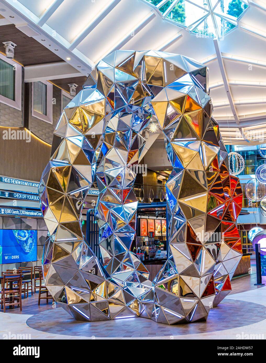 Angled Glass Sculpture on Cruise Ship Stock Photo - Alamy