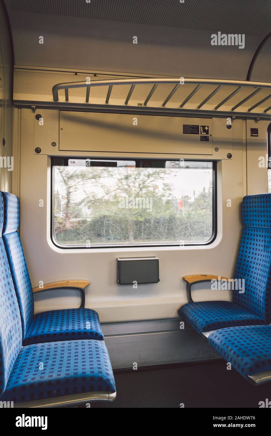 Inside The Wagon Train Germany, Dusseldorf. Empty train interior ...
