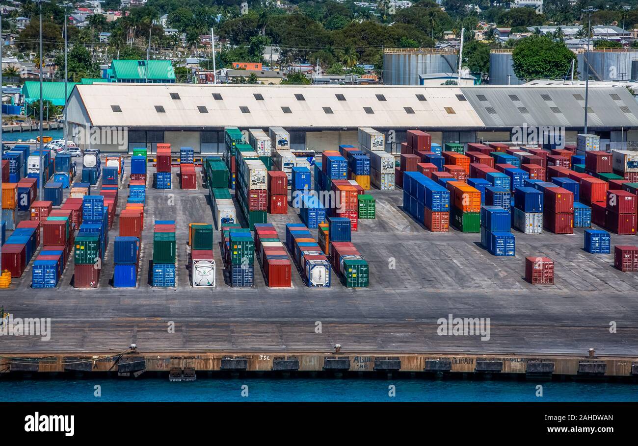 Colorful Containers by Barbados Terminal Stock Photo - Alamy