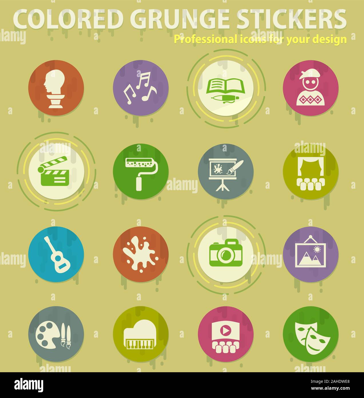 art colored grunge icons Stock Vector Image & Art - Alamy