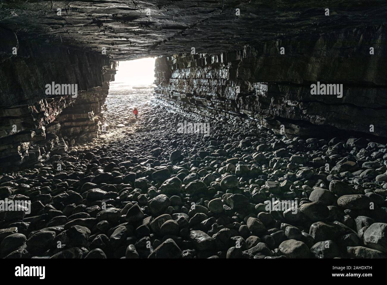 Reynard's Cave at Tresilian Bay, Wales, UK Stock Photo - Alamy