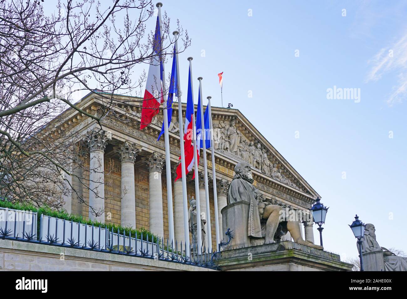 Day view of the Palais Bourbon building in the 7th arrondissement of ...