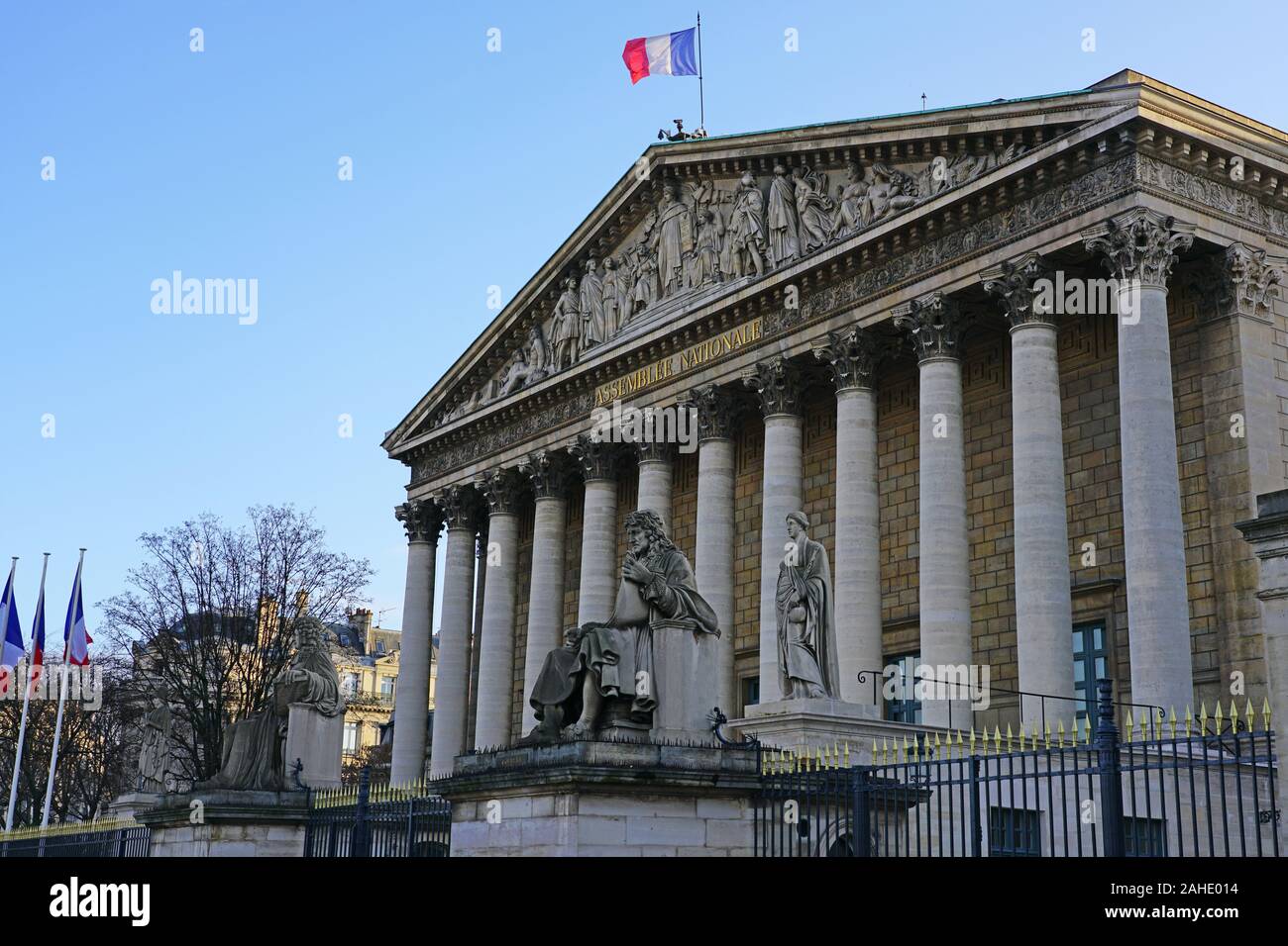 Day view of the Palais Bourbon building in the 7th arrondissement of ...