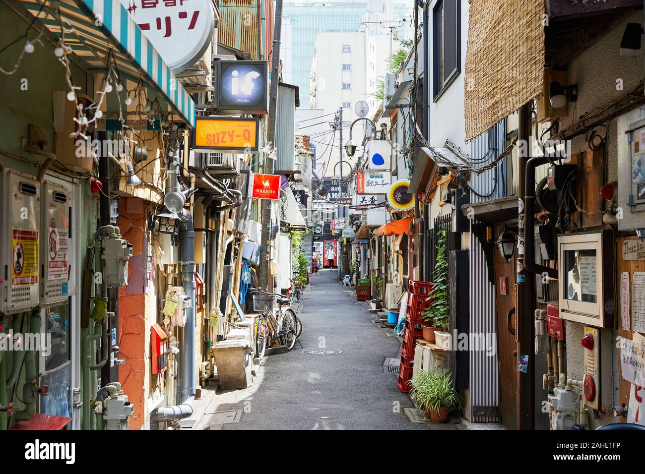 Golden Gai ('Golden District') alley by day; Shinjuku, Tokyo, Japan ...