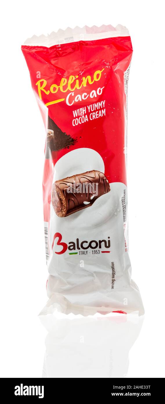 Winneconne, WI - 16 November 2019: A package of Rollino balconi candy ...