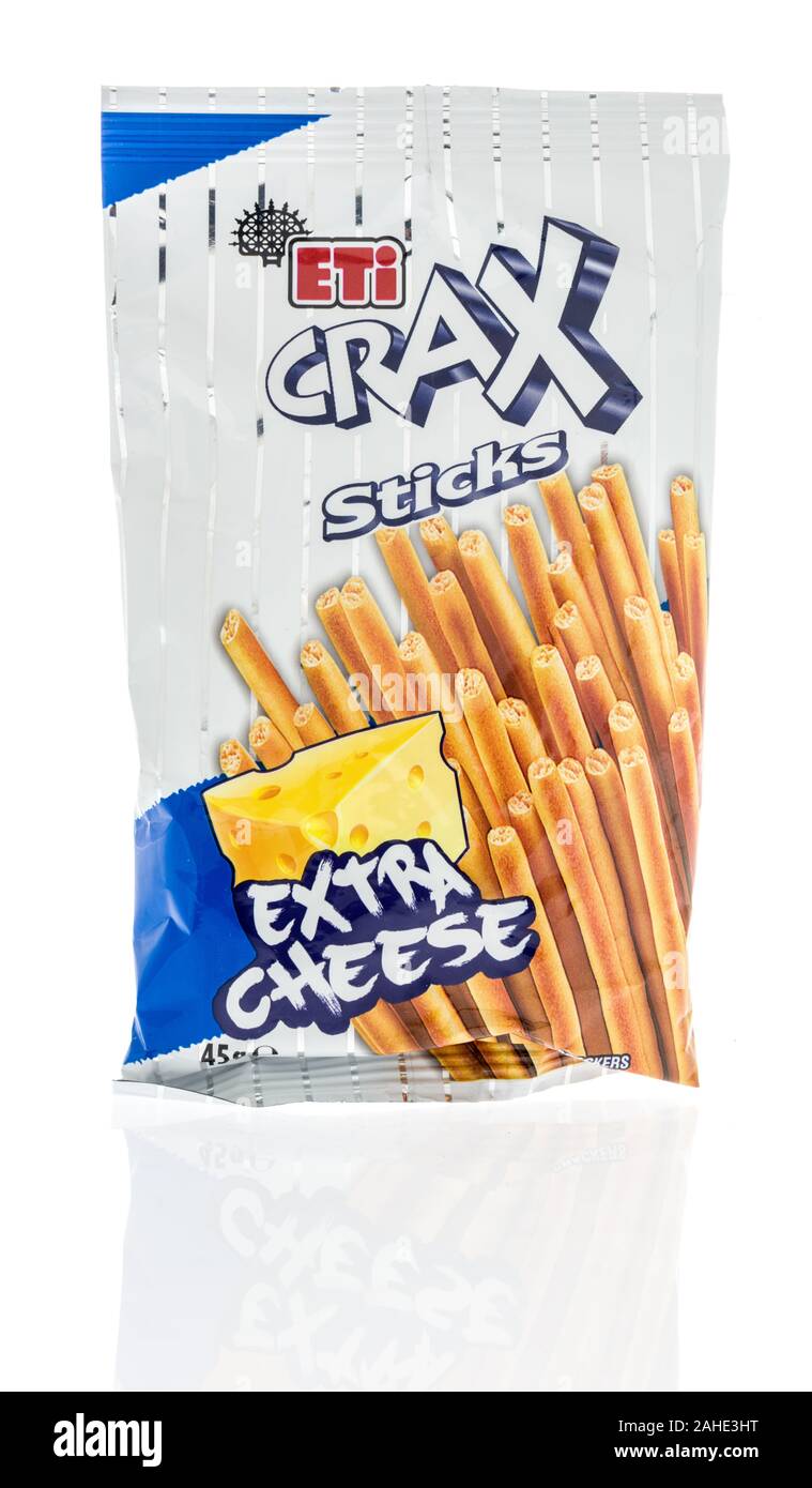 Winneconne, WI - 15 December 2019 : A package of ETI crax extra cheese ...
