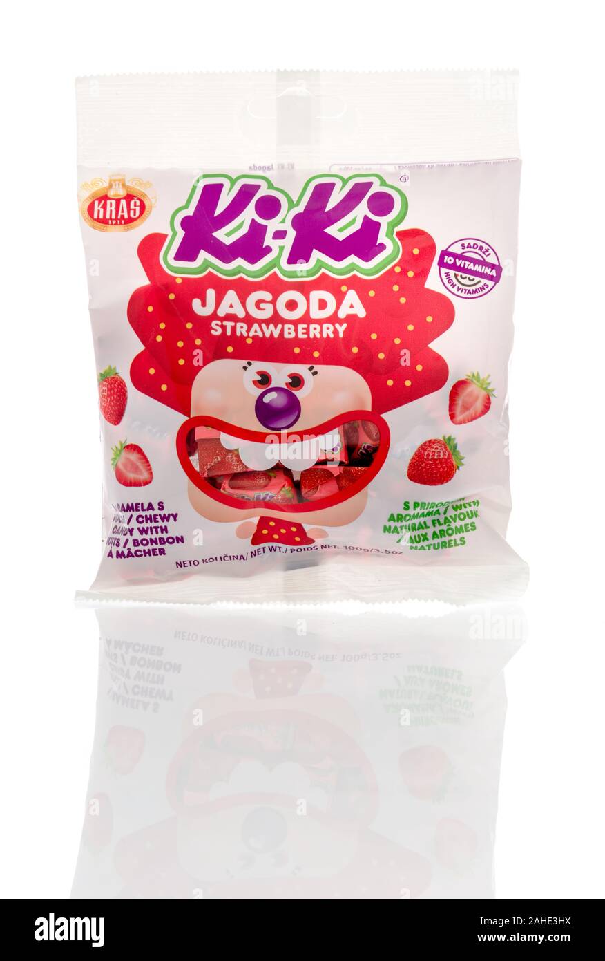 Winneconne, WI - 15 December 2019 : A package of Kras kiki jagoda ...