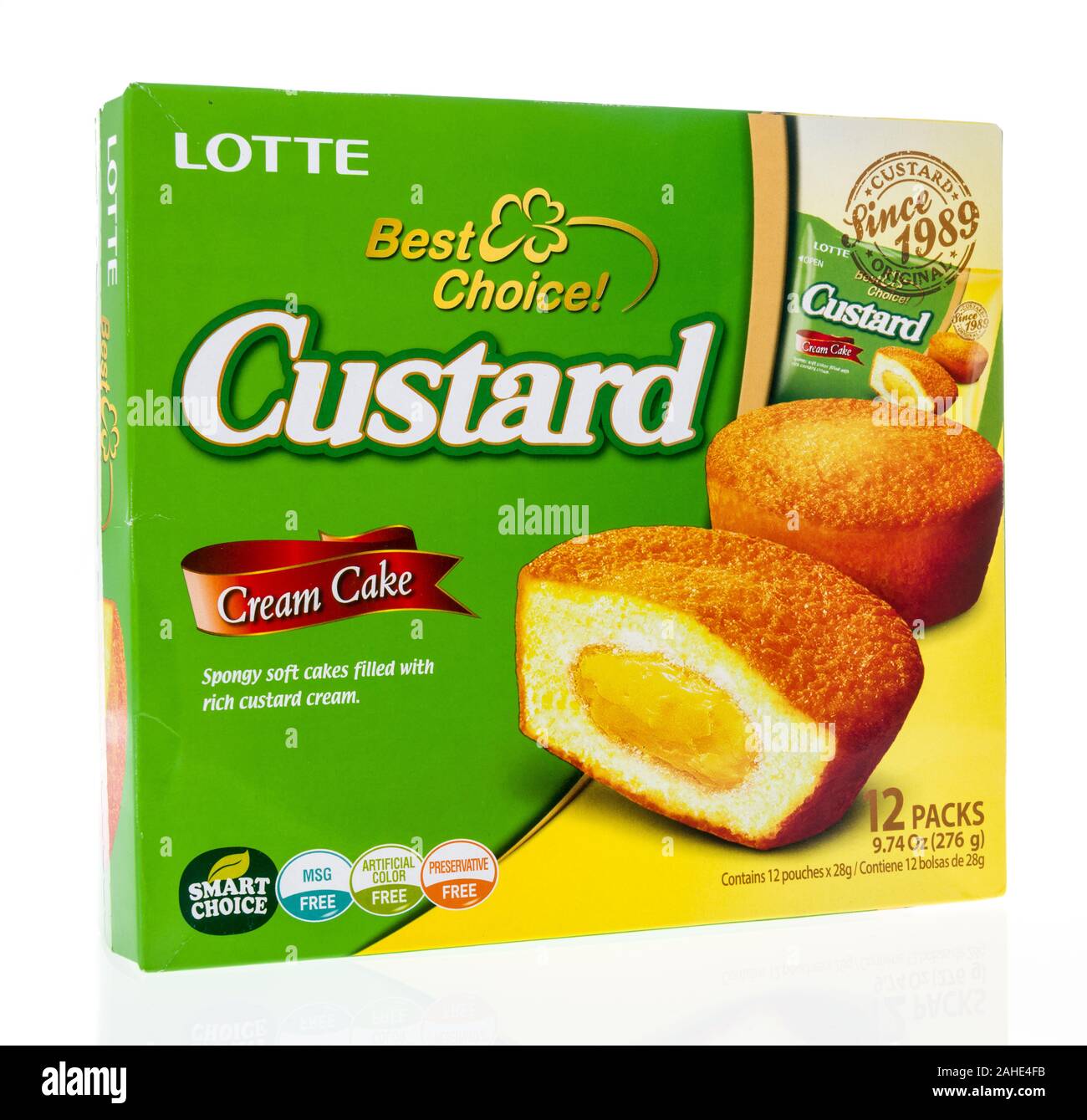 Winneconne, WI - 17 June 2019 : A package of Lotte best choice custard ...