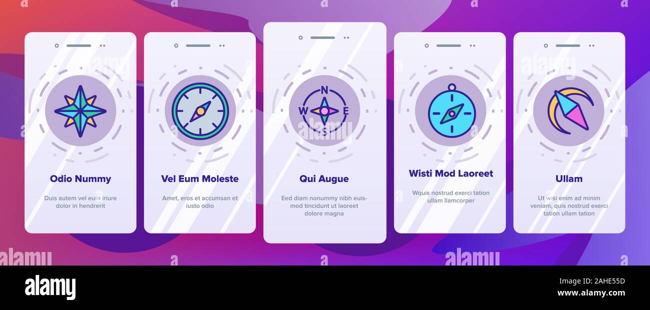 Compass Navigation Onboarding Icons Set Vector Stock Vector Image & Art ...