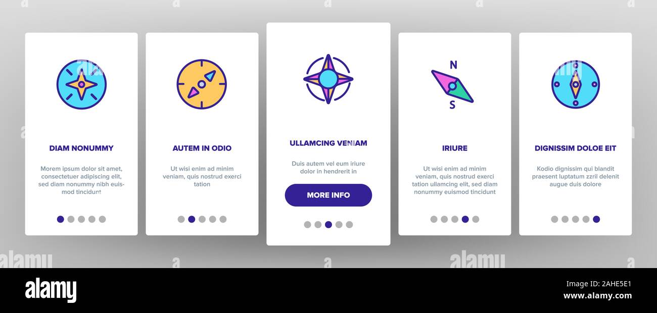 Compass Navigation Onboarding Icons Set Vector Stock Vector Image & Art ...