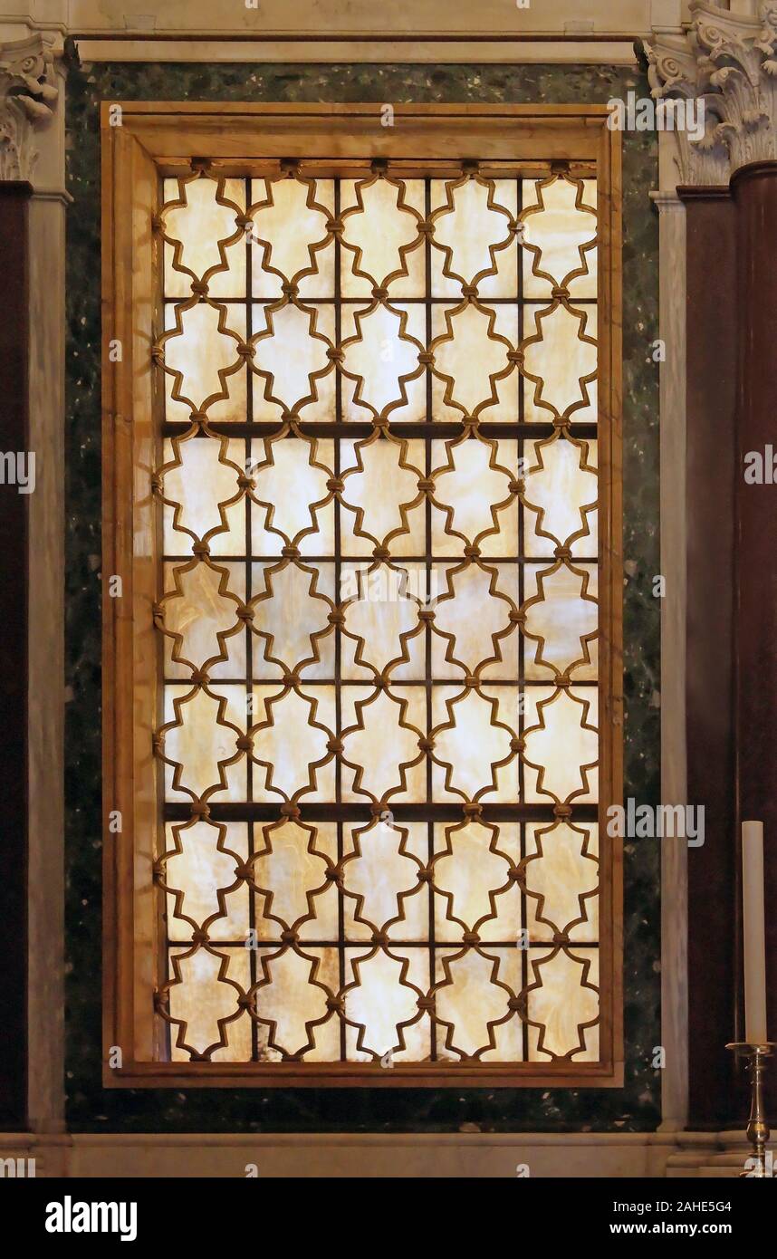 Vintage window inside old interior with decorative glass Stock Photo ...