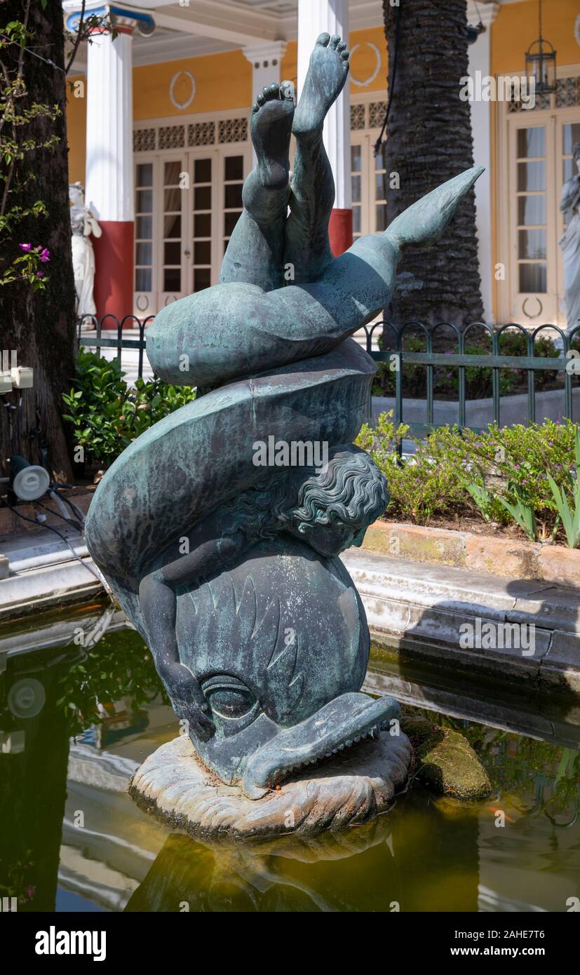 Courtyard of the Muses, Achilleion Palace, Corfu, Greece Stock Photo ...