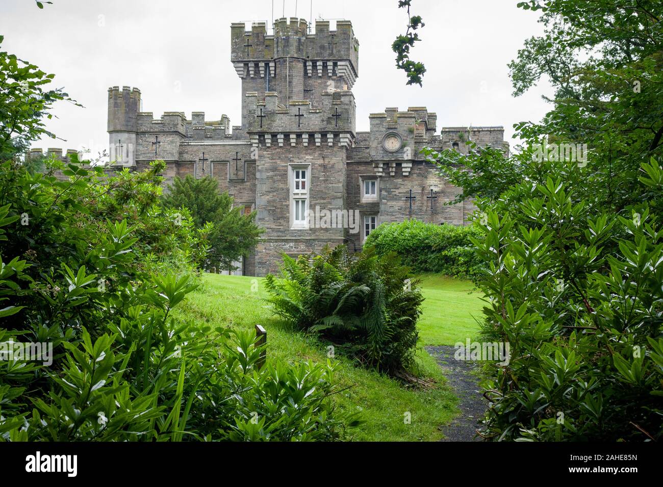 A Victorian neo-gothic Wray Castle, Lake District, Cumbria, United ...