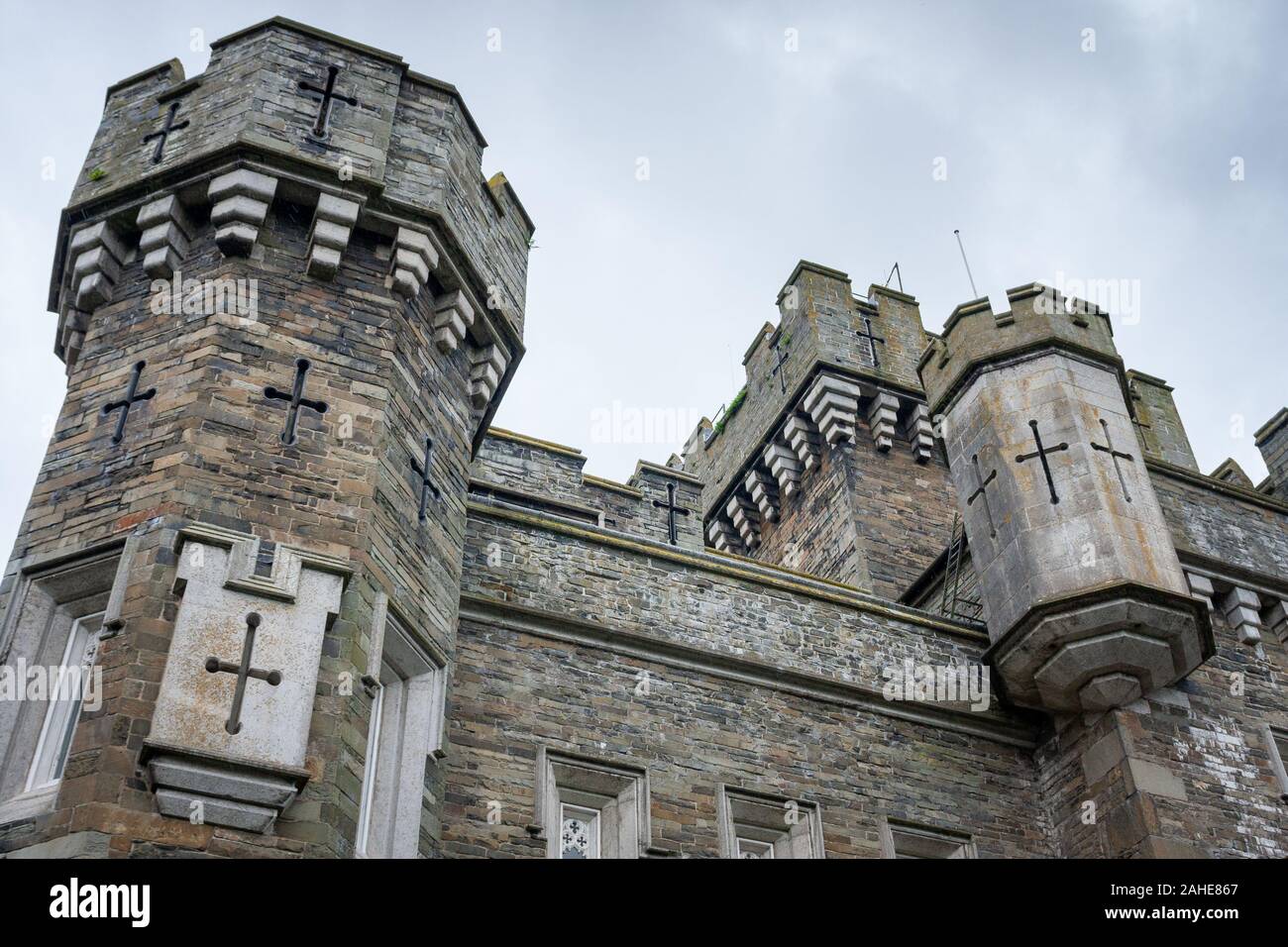 A Victorian neo-gothic Wray Castle, Lake District, Cumbria, United ...