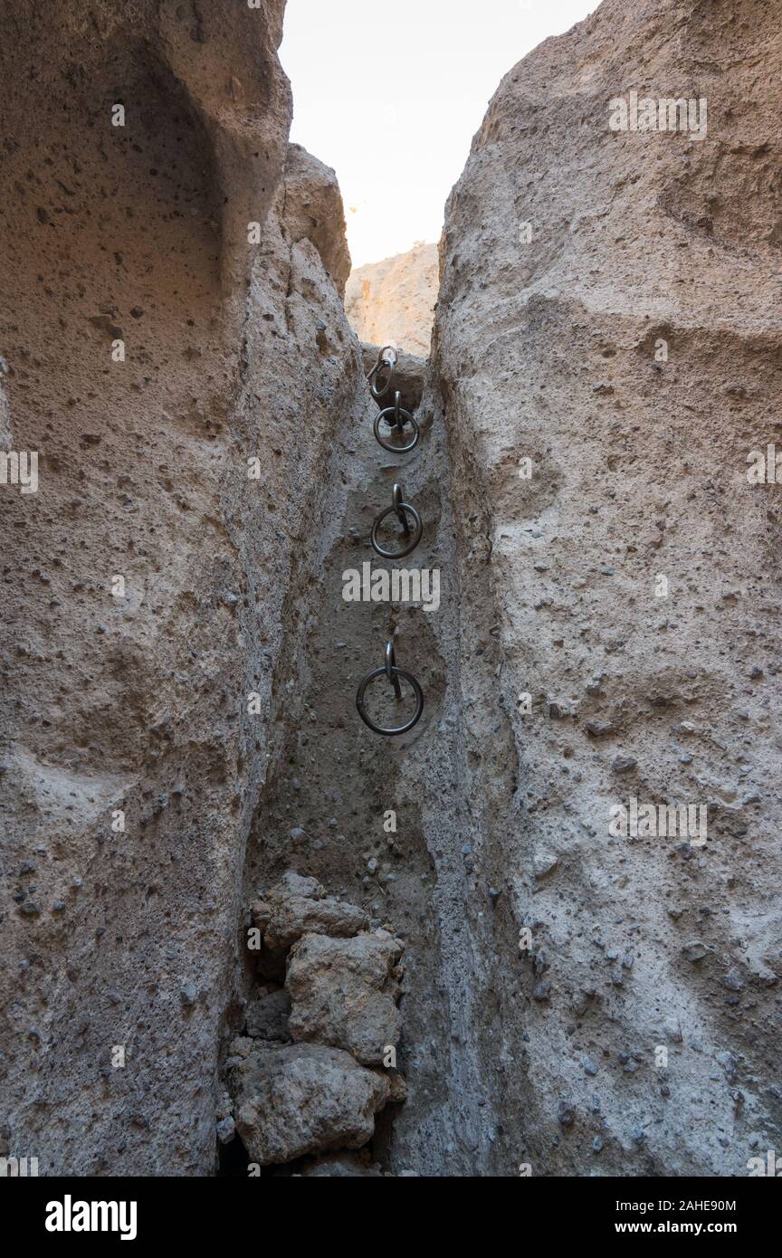 Steel rings used as an aid to climb the rocks on the Ring Loop Trail in ...