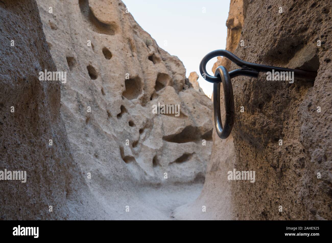 Steel rings used as an aid to climb the rocks on the Ring Loop Trail in ...