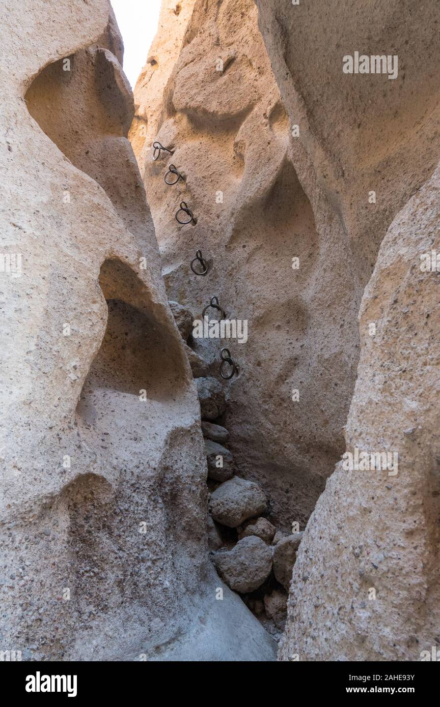 Steel rings used as an aid to climb the rocks on the Ring Loop Trail in ...