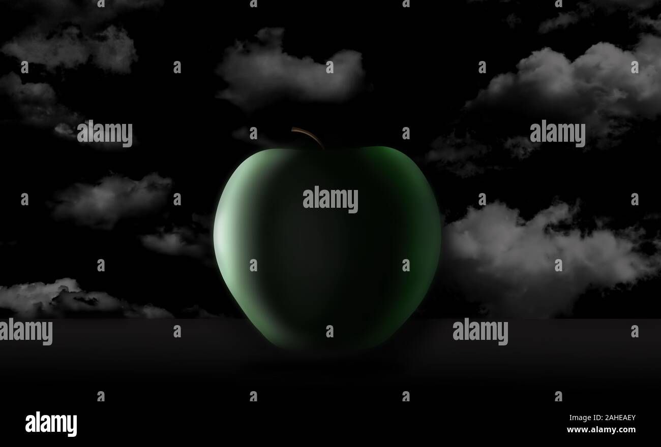 Apples are the subject of this 3-D illustration that includes brilliant ...