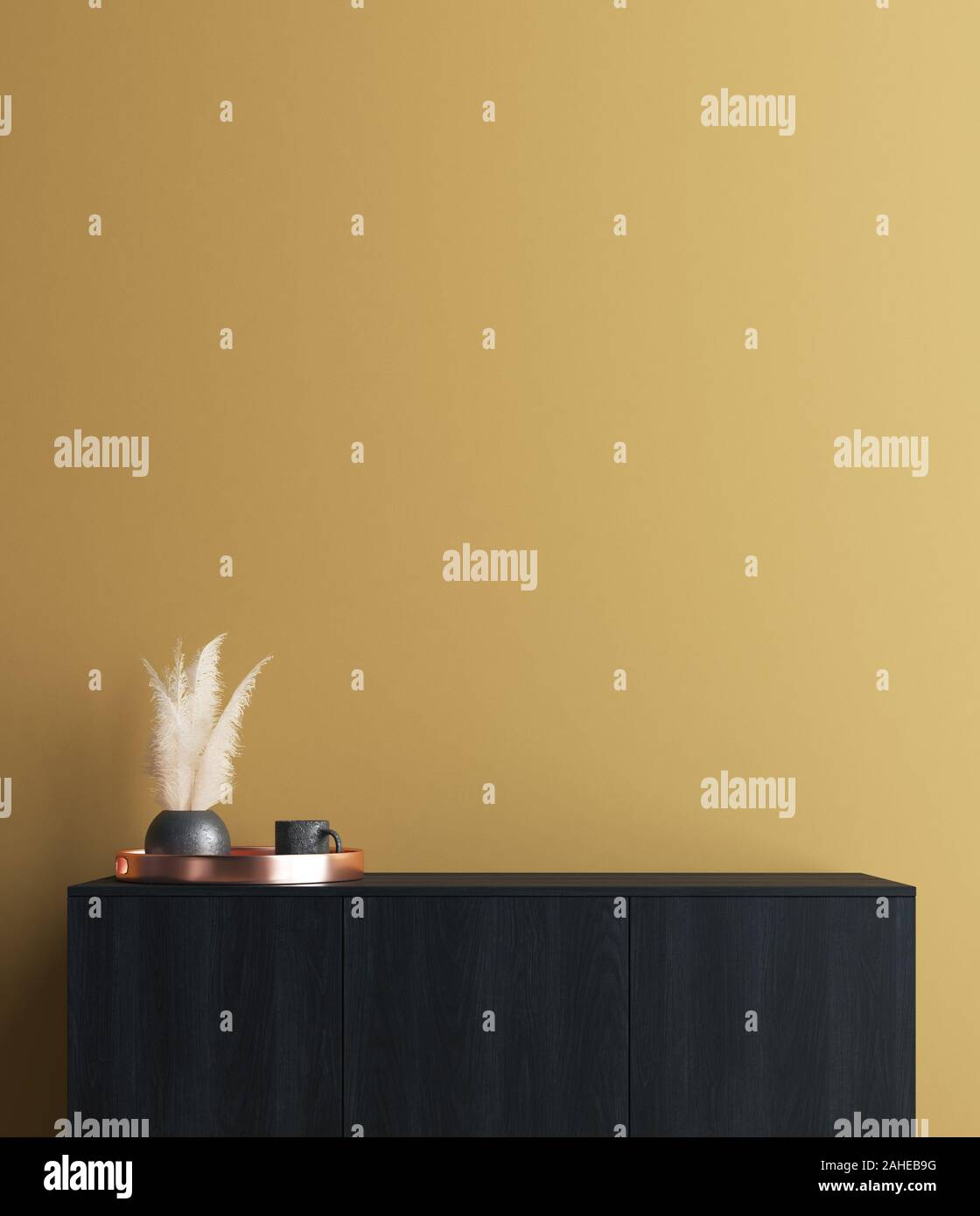 Modern luxury mustard color interior background, poster, wall mock up ...