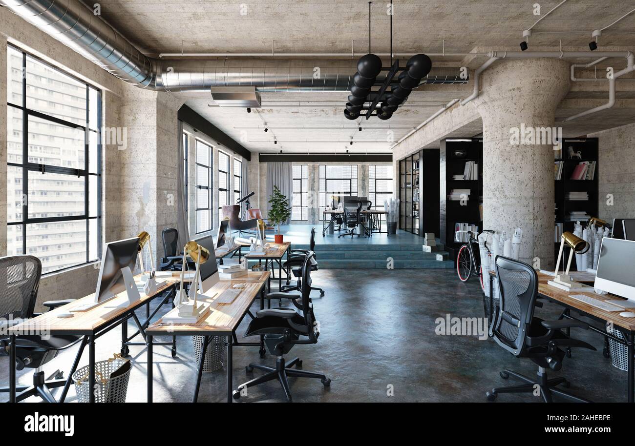 Industrial Loft Office Space Urban Loft Industrial Home Office