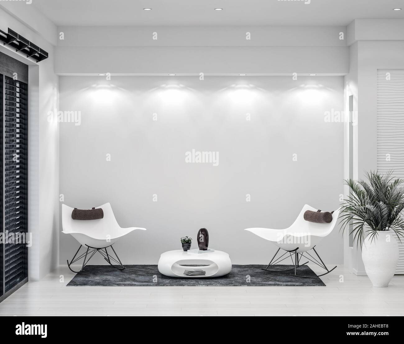 Modern white home interior, living room area, 3d render Stock Photo - Alamy