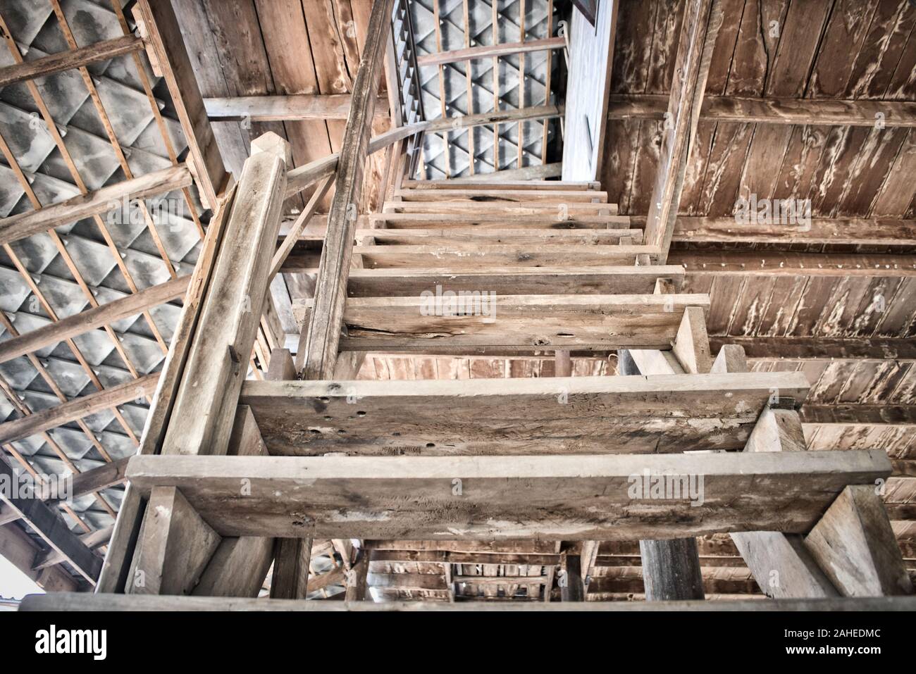 Old wooden stairway inside hi-res stock photography and images - Alamy