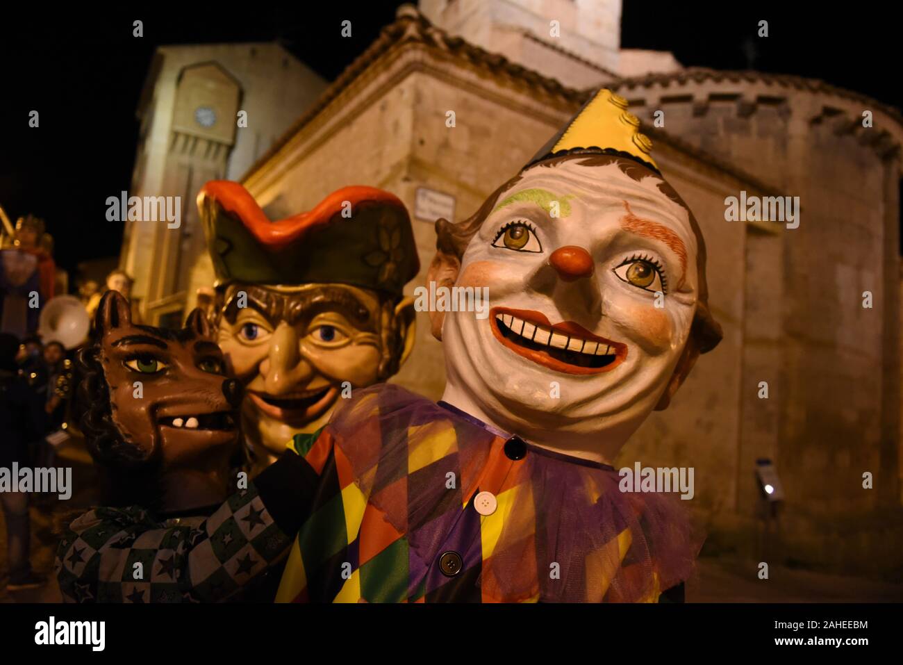 Cabezudos (Big Heads) are seen during the celebration.They were created ...