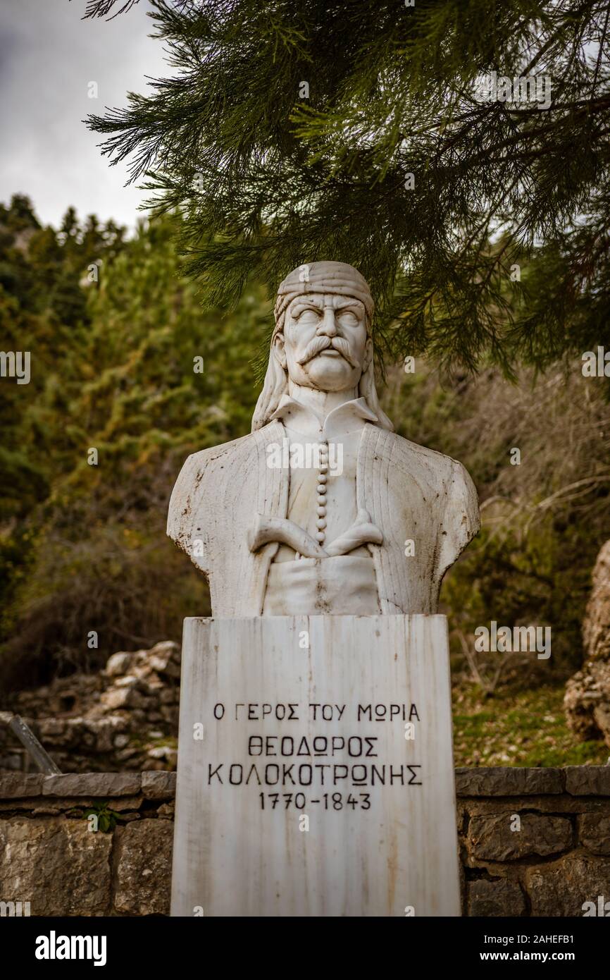 The Statue of Theodoros Kolokotronis at Libovisi, Arcadia. The Greek ...