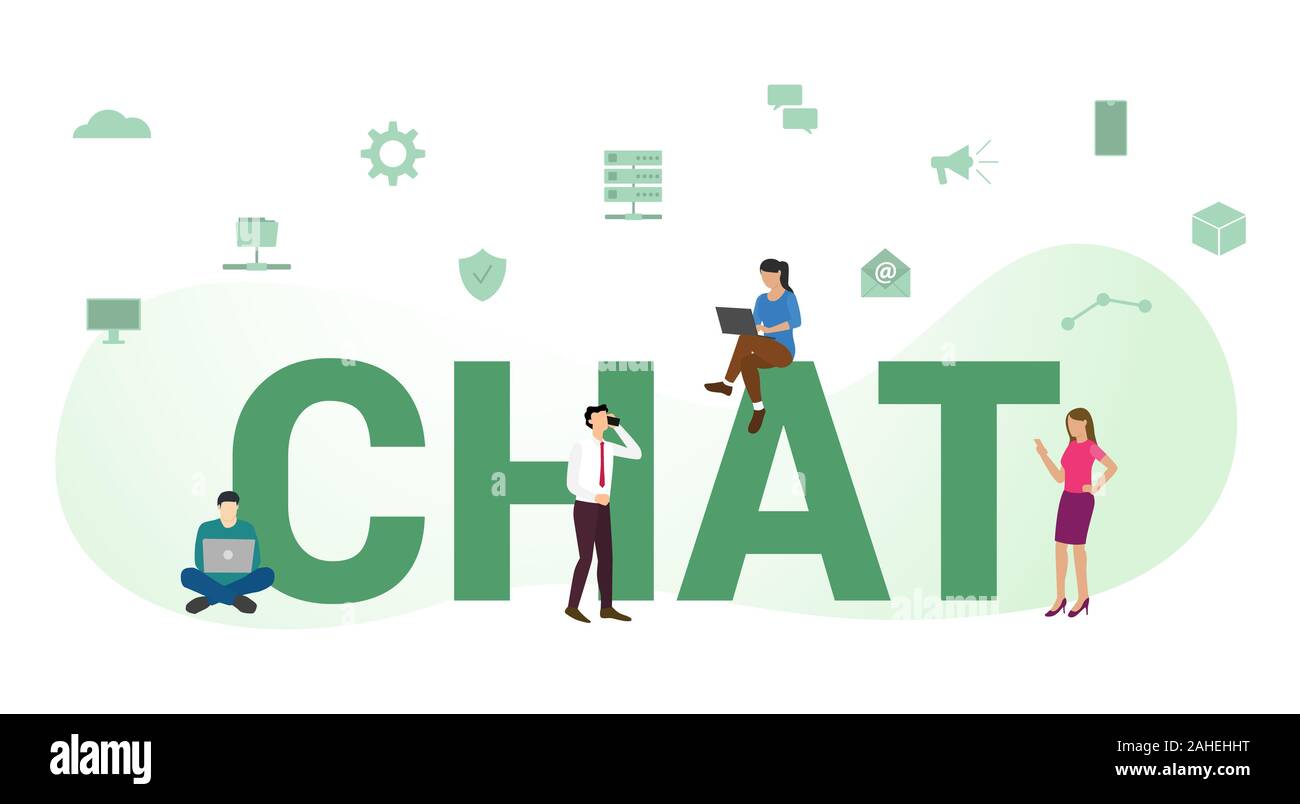 chat or chatting technology concept with big word or text and team ...