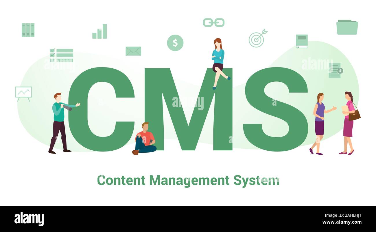cms content management system concept with big word or text and team ...