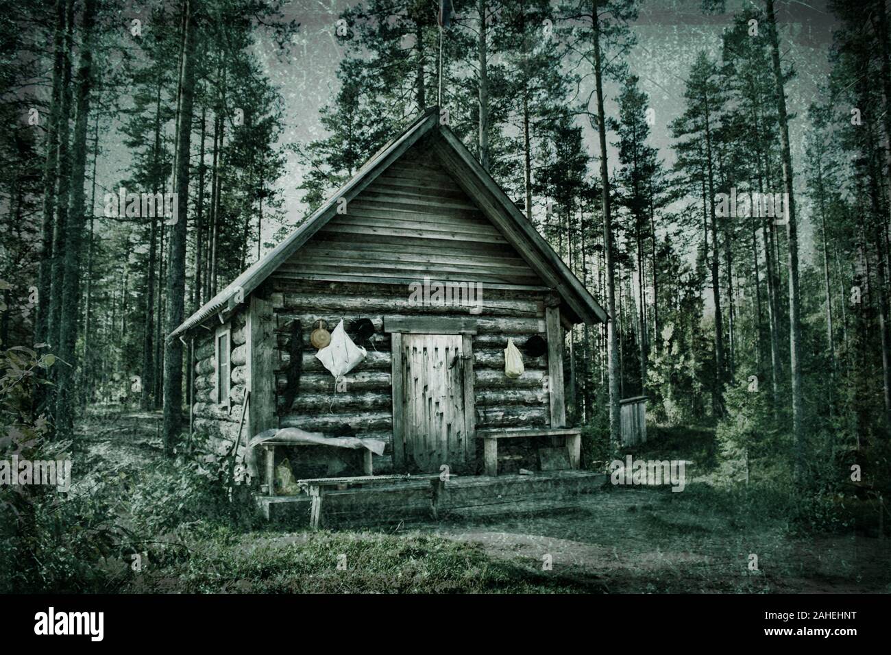 Forest warden's hut (forest lodge, small house of Forester) in the old ...