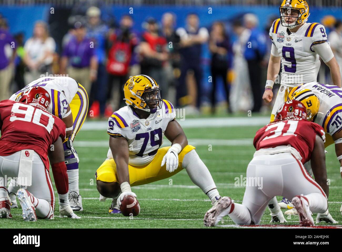 Atlanta, Georgia. 28th Dec, 2019. LSU's Lloyd Cushenberry III (79) in ...
