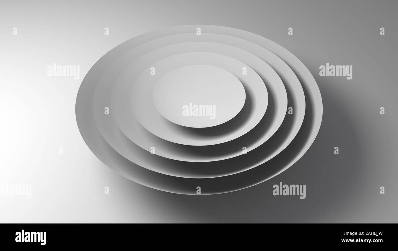 Abstract geometric installation, gray round minimal object, 3d ...