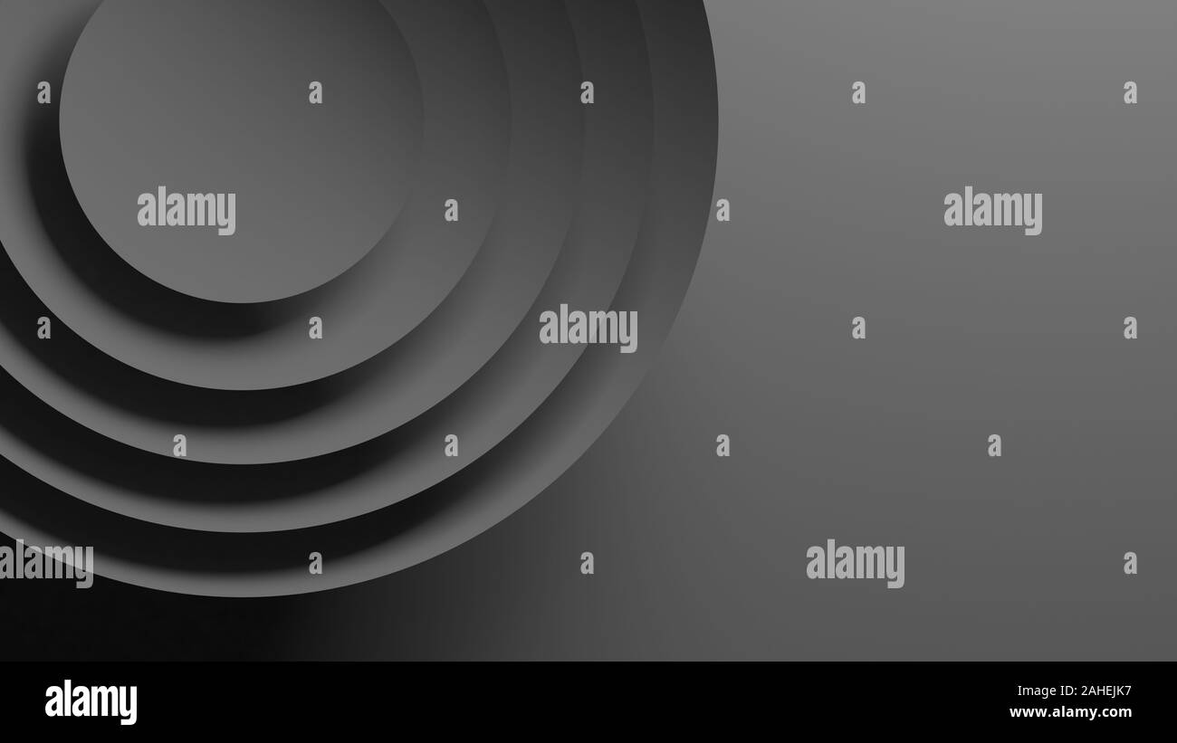 Abstract dark gray geometric background, round minimal object ...