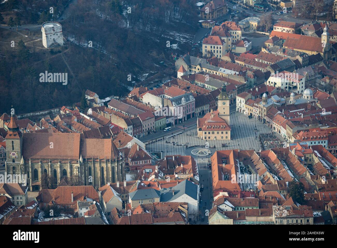 The well preserved buildings in the Transylvanian town of Brasov ...
