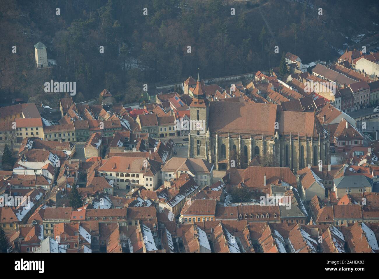 The well preserved buildings in the Transylvanian town of Brasov ...