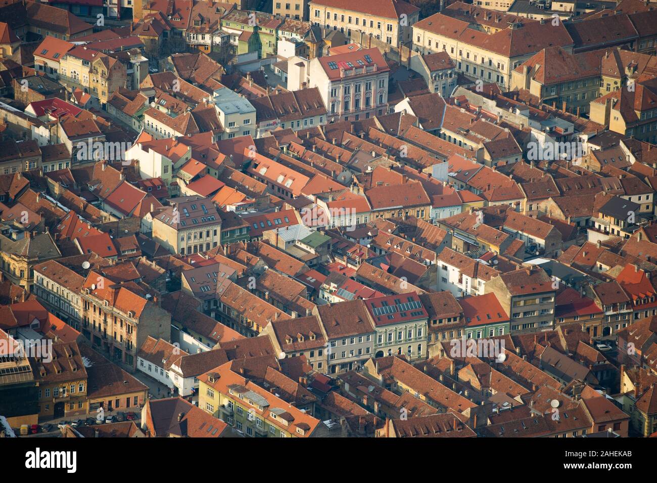 The well preserved buildings in the Transylvanian town of Brasov ...