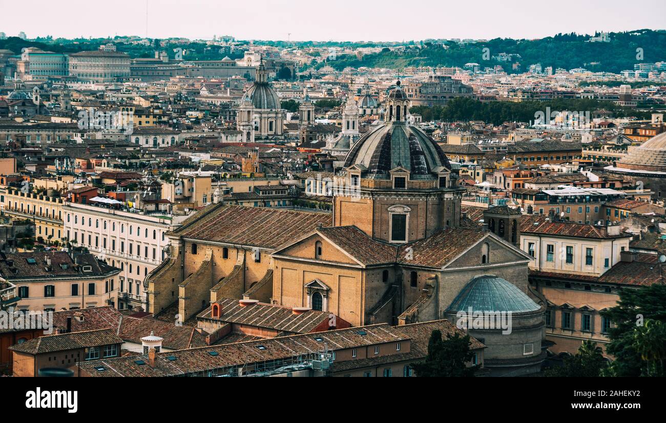 Panoramic view of Ancient Rome ruins. Cityscape skyline of landmarks of ...