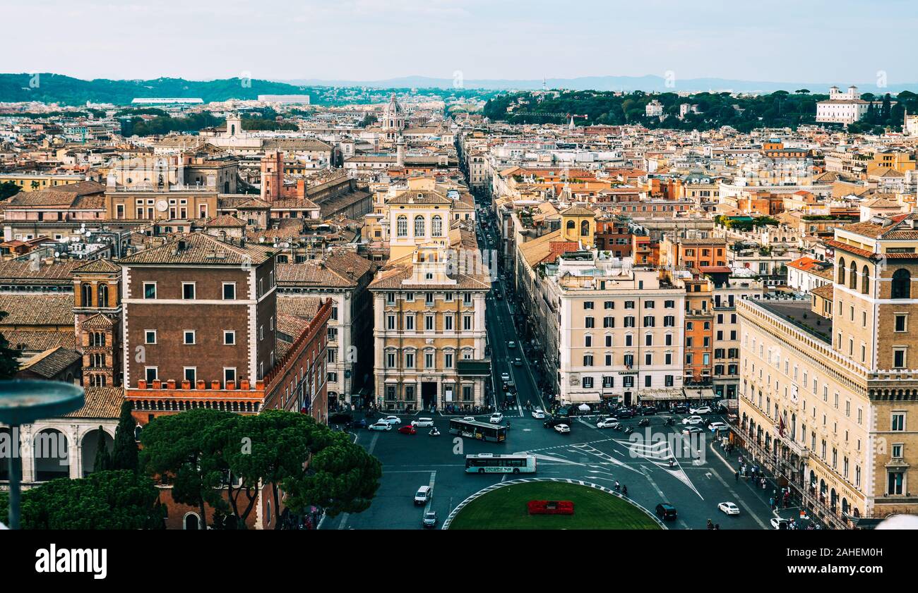 Rome, Italy - Oct 15, 2018. Panoramic view of Ancient Rome ruins ...