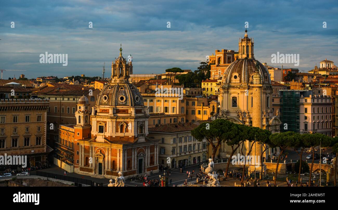 Panoramic view of Ancient Rome ruins. Cityscape skyline of landmarks of ...
