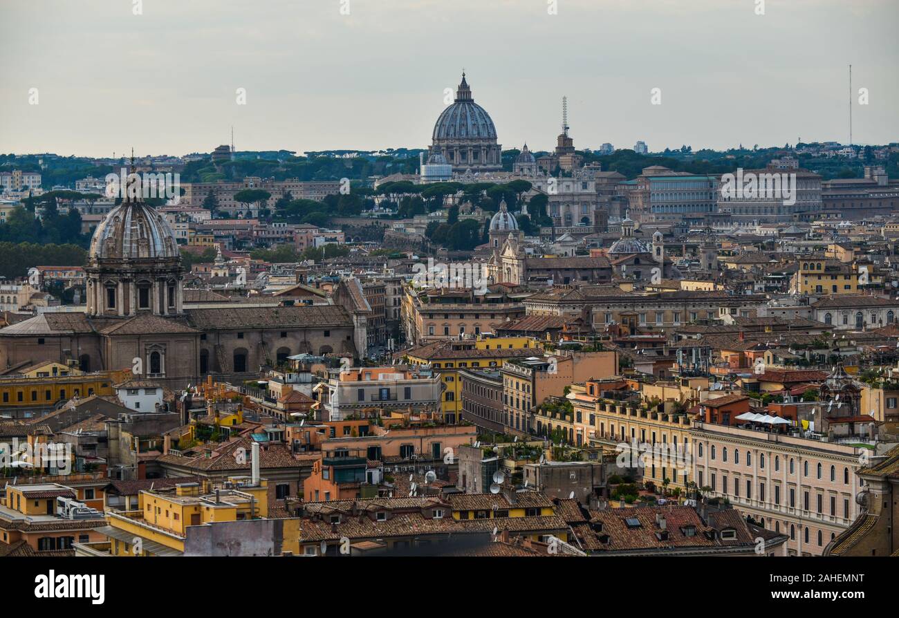 Panoramic view of Ancient Rome ruins. Cityscape skyline of landmarks of ...