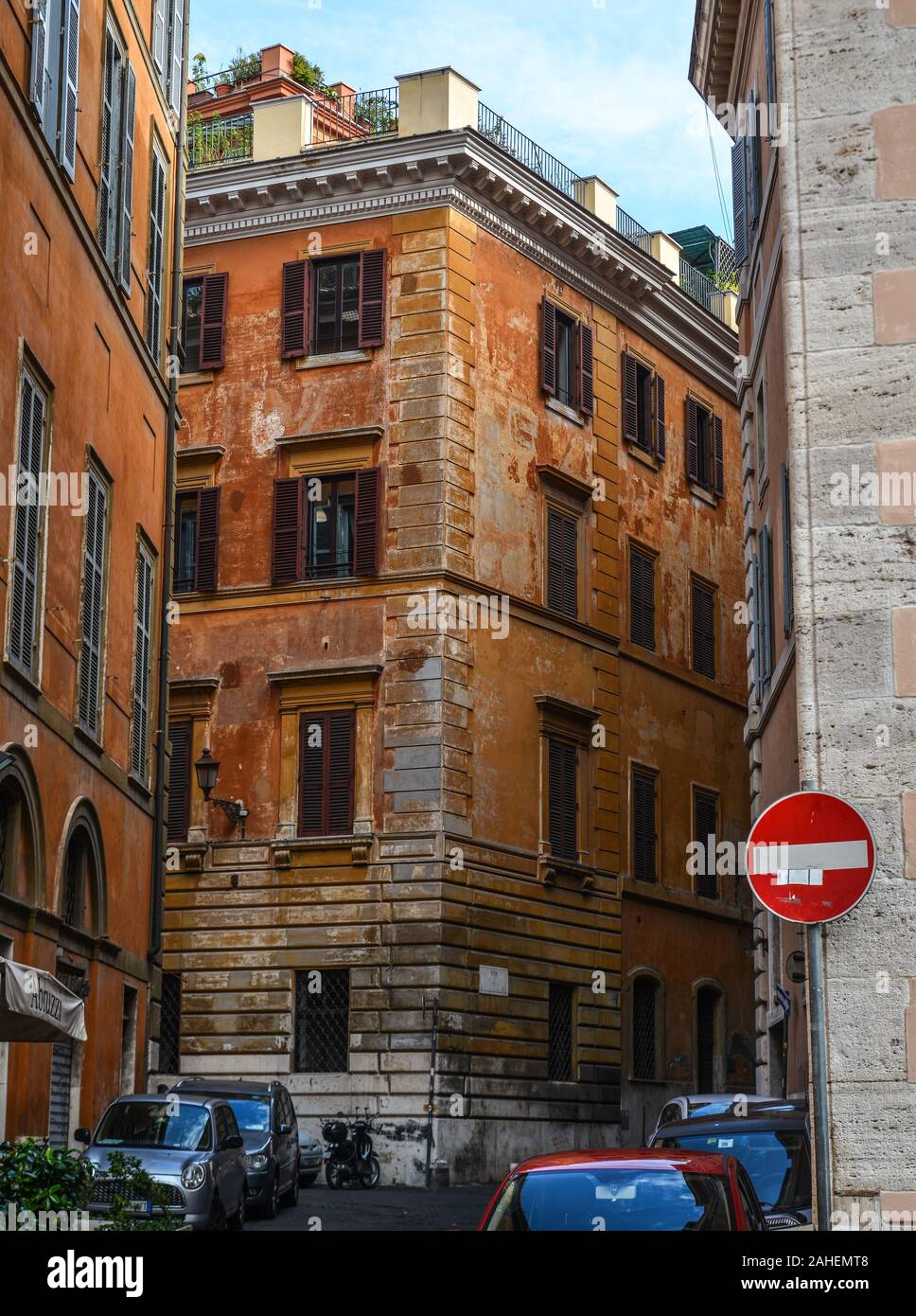 Roman old beautiful house with sculptures and decorations on ancient ...