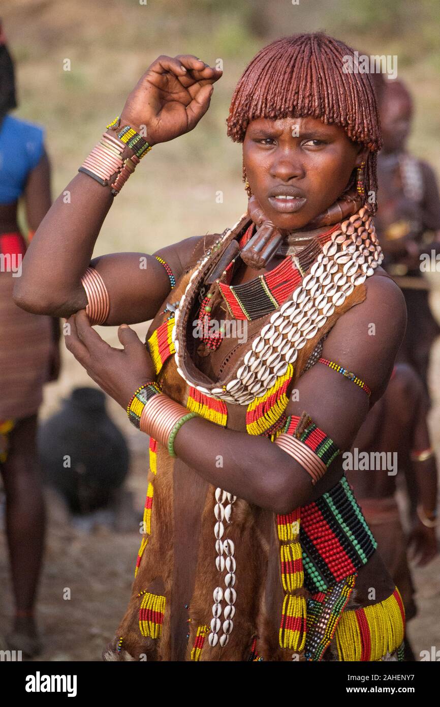 Hamer Tribe Women Dancing During Bull Jump The Most Important Ceremony For Young Men The