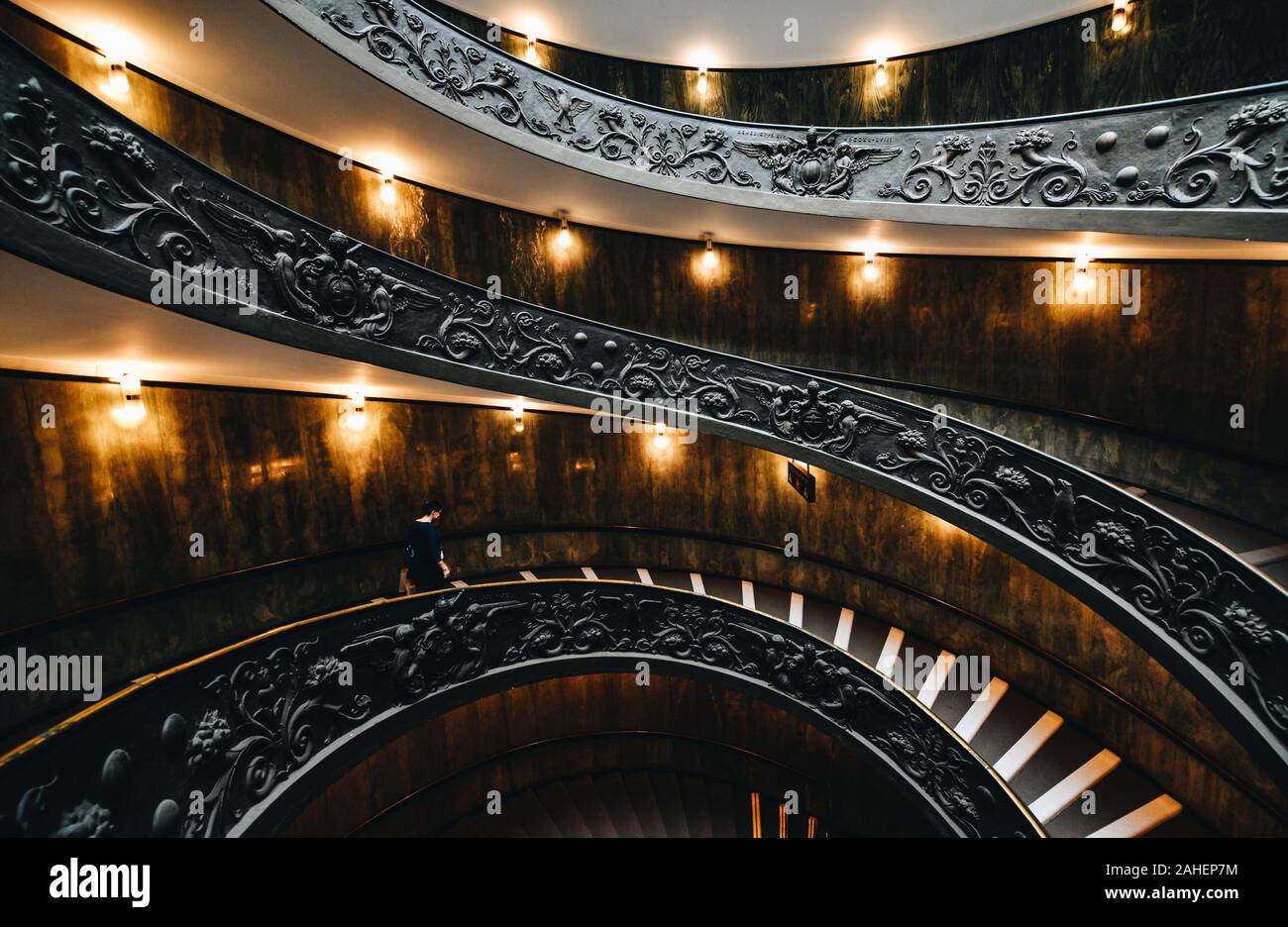 Vatican - Oct 16, 2018. Bramante Staircase in Vatican Museums. The ...
