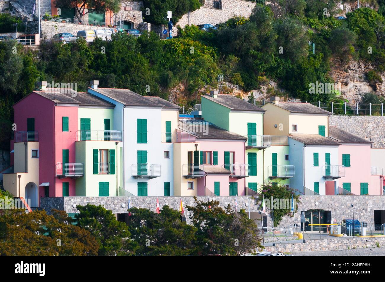 Colorful pastel houses in Portovenere, Italy Stock Photo - Alamy