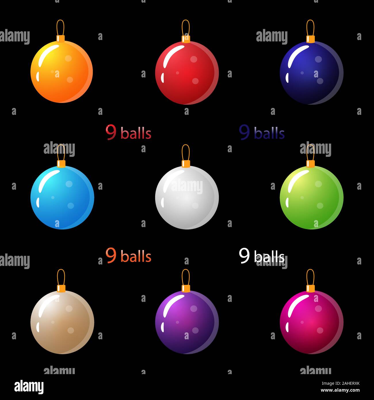 Vector set of 9 colorful balls isolated Stock Vector Image & Art - Alamy