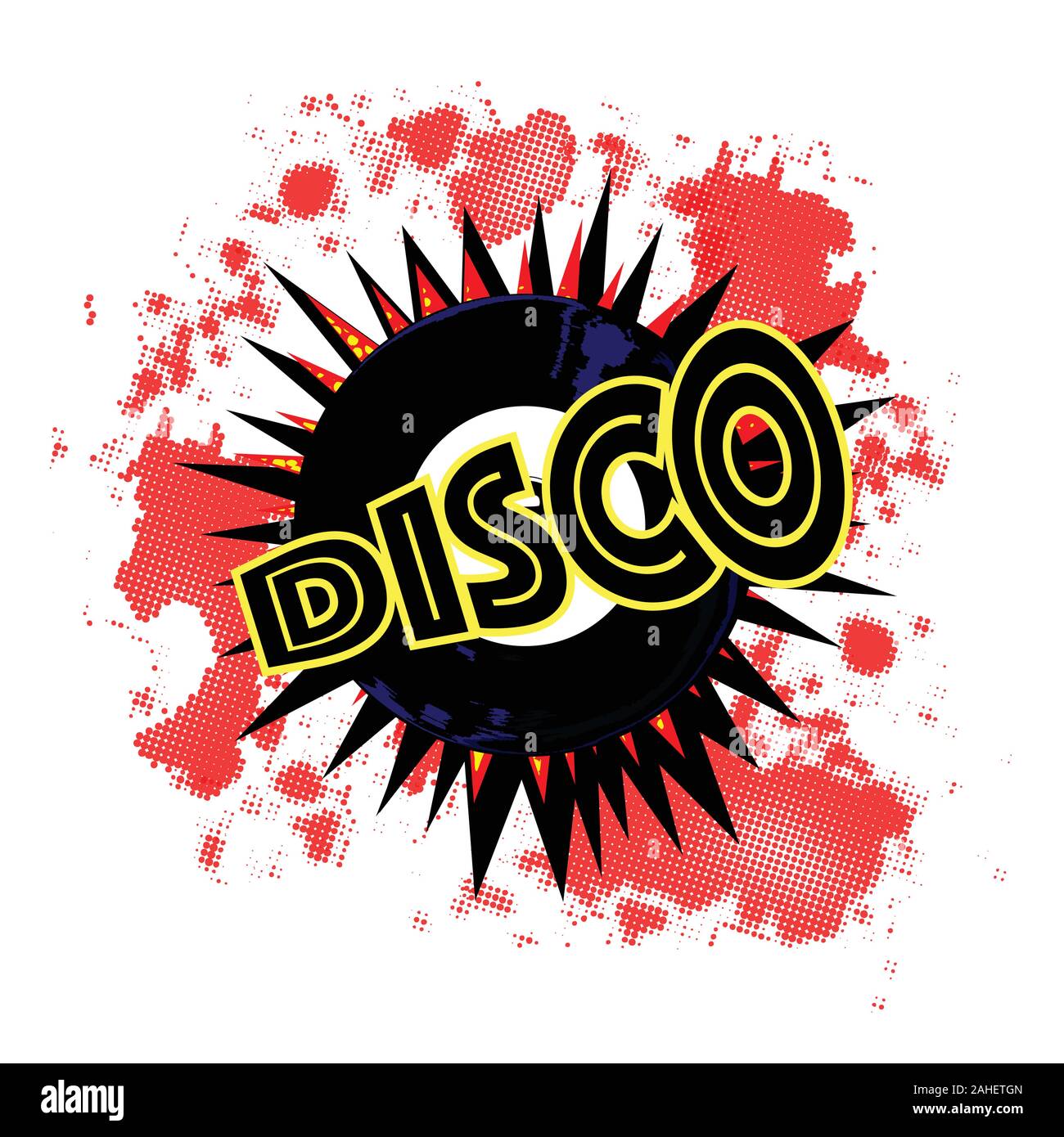 A typical 45 rpm vinyl record with a blank labell over an exploding ...