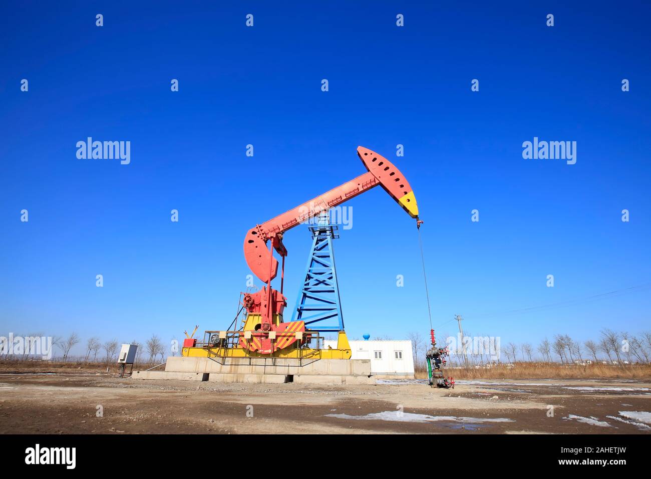 Oil field, oil pump in the work Stock Photo - Alamy