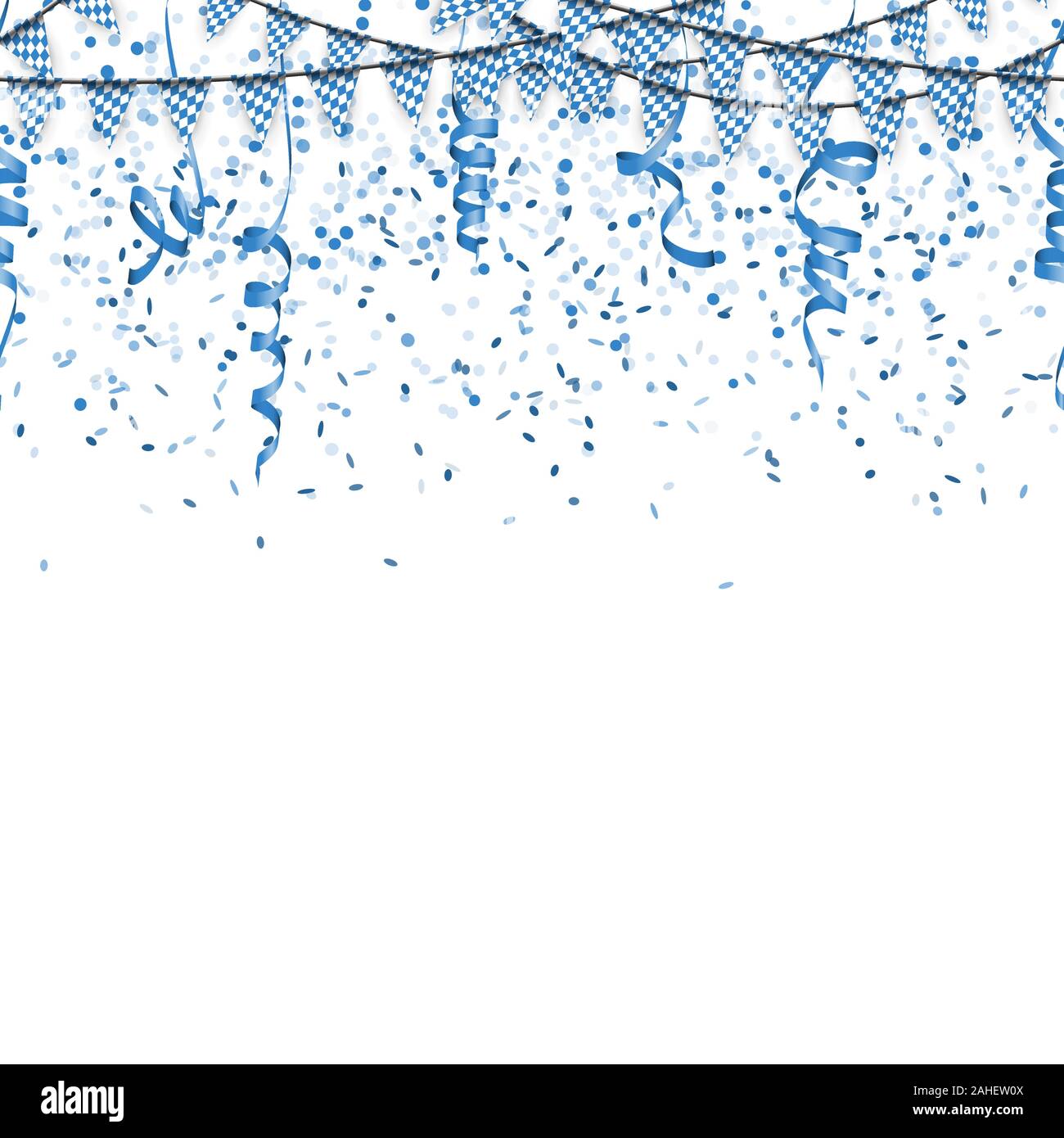 Oktoberfest garlands having blue-white checkered pattern, streamers and blue confetti Stock ...