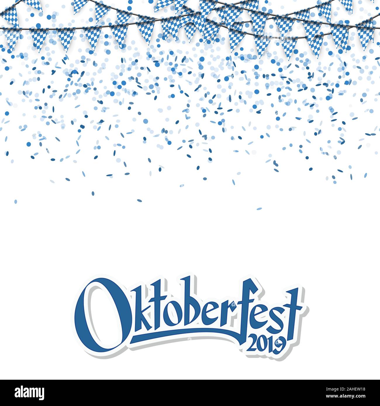 Oktoberfest 2019 garlands having blue-white checkered pattern and blue confetti Stock Vector ...